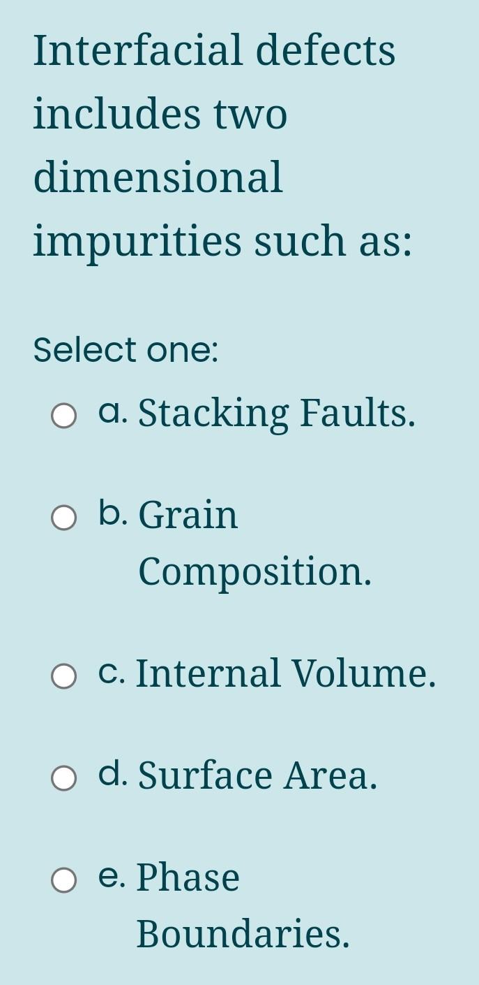 Solved Interfacial defects includes two dimensional | Chegg.com