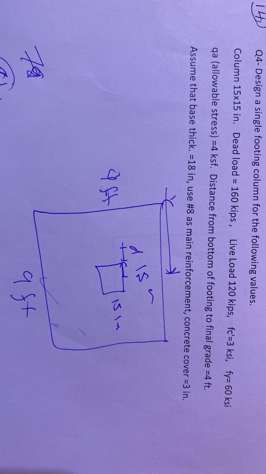 Solved Q4- ﻿Design a single footing column for the following | Chegg.com