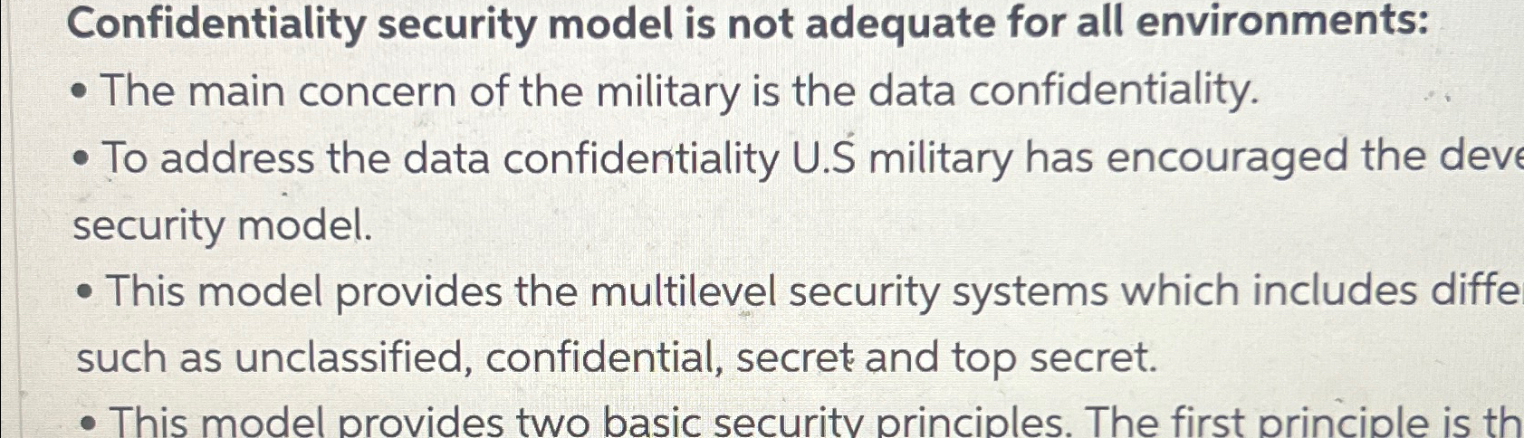 Solved Confidentiality security model is not adequate for | Chegg.com