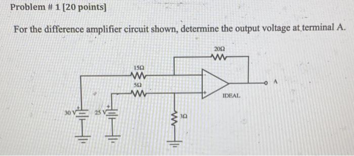 Solved For the difference amplifier circuit shown, determine | Chegg.com