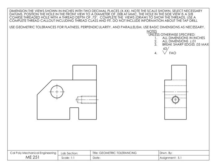 Solved DIMENSION THE VIEWS SHOWN IN INCHES WITH TWO DECIMAL | Chegg.com