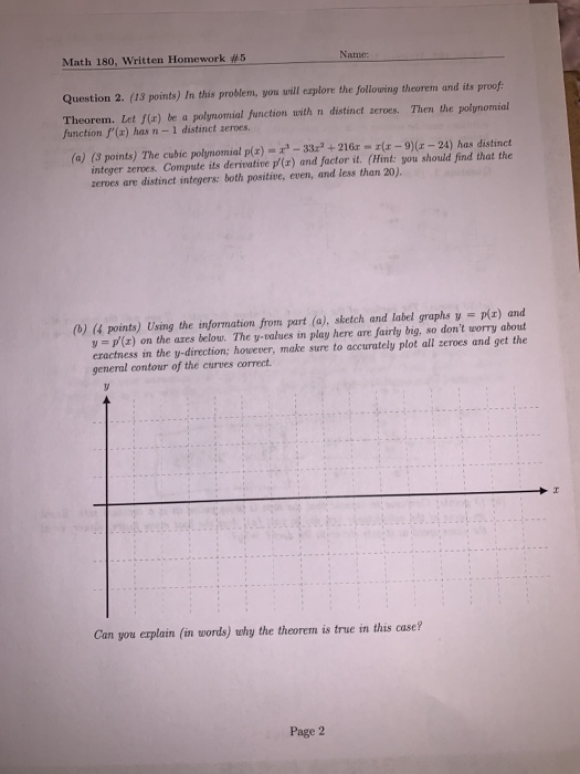 Solved Name: Math 180, Written Homework #5 Question 2. (13 | Chegg.com