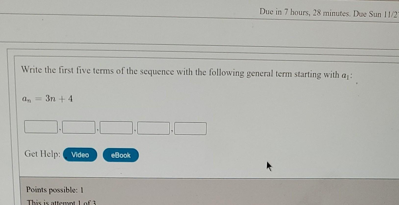 Solved Write the first five terms of the sequence with the | Chegg.com