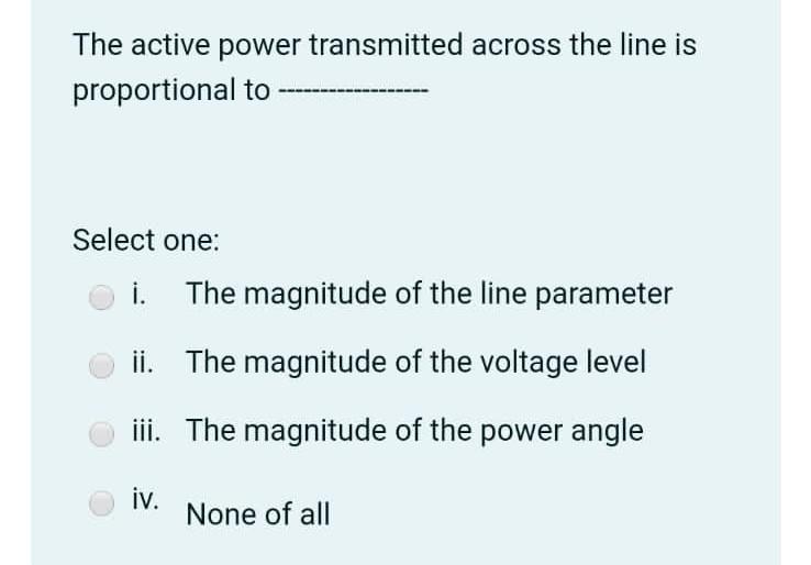 Solved The active power transmitted across the line is | Chegg.com