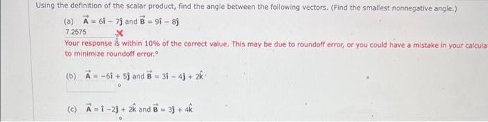 Using the definition of the scalar product, find the | Chegg.com