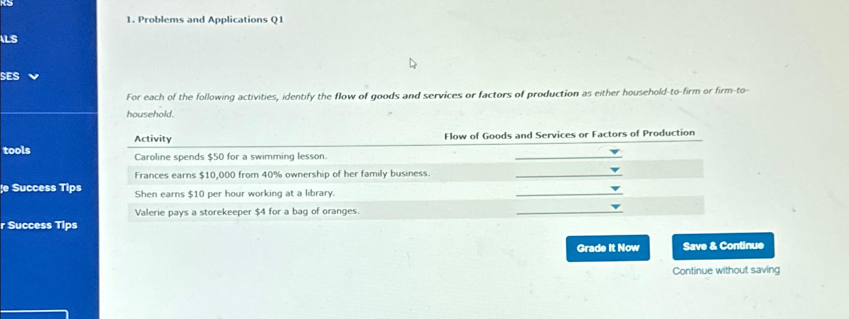 Solved Problems and Applications Q1For each of the following | Chegg.com