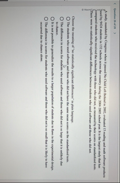 Solved Question 26 ﻿of 28A study, mandated by Congress when | Chegg.com