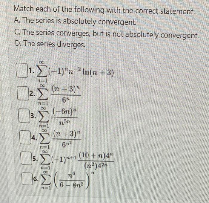 Solved Match each of the following with the correct | Chegg.com