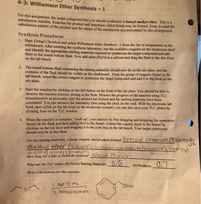 Solved UU 4-3: Williamson Ether Synthesis - 1 o is | Chegg.com