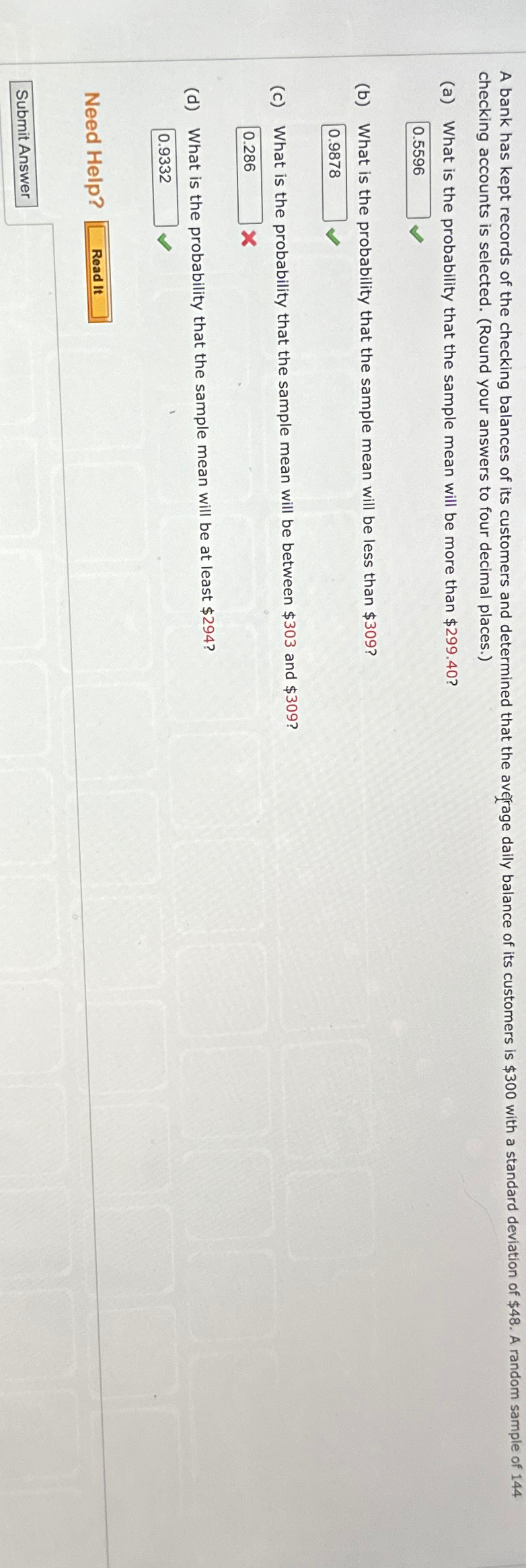 Solved checking accounts is selected. (Round your answers to | Chegg.com