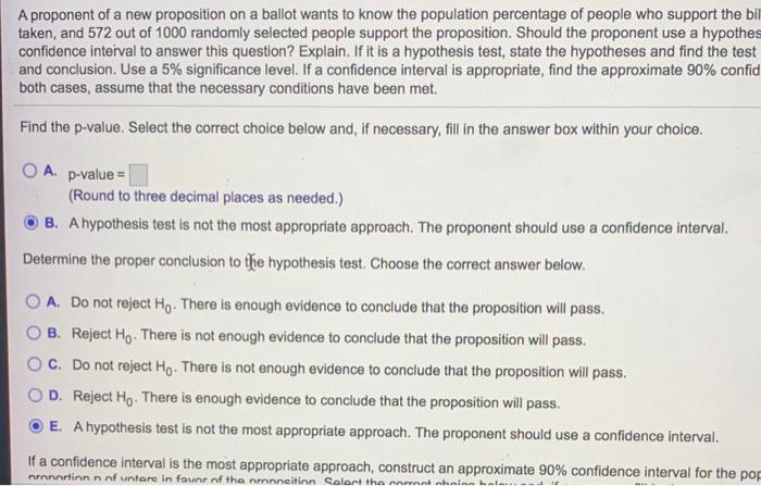 Solved A proponent of a new proposition on a ballot wants to | Chegg.com
