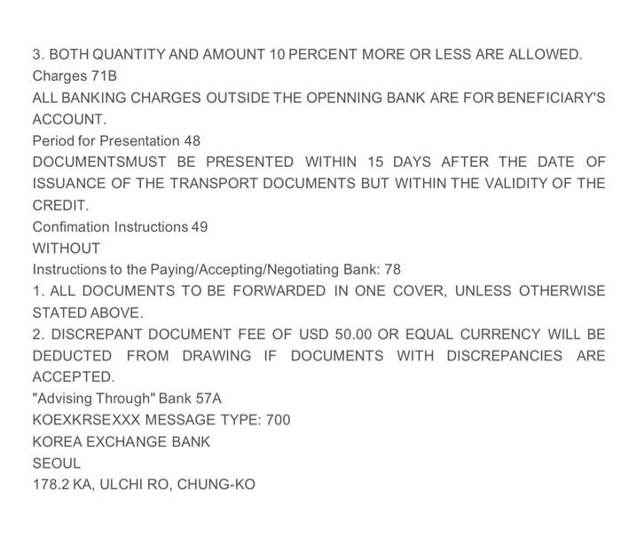 Solved IRREVOCABLE LETTER OF CREDIT Issue of a Documentary | Chegg.com