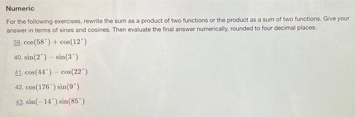 Solved Numeric For the following exercises, rewrite the sum | Chegg.com