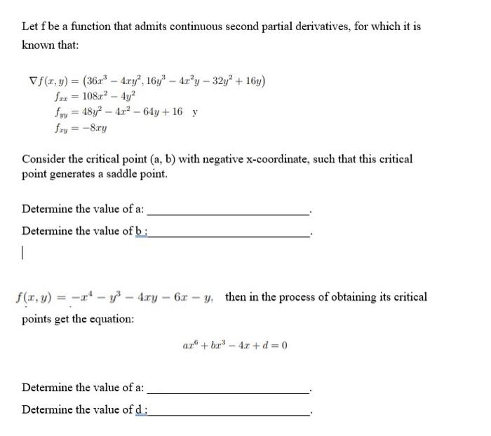 Solved Let f be a function that admits continuous second | Chegg.com