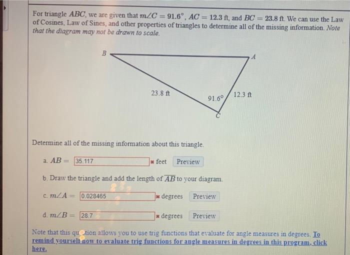 Solved Triangle ABC is shown below with all three side | Chegg.com