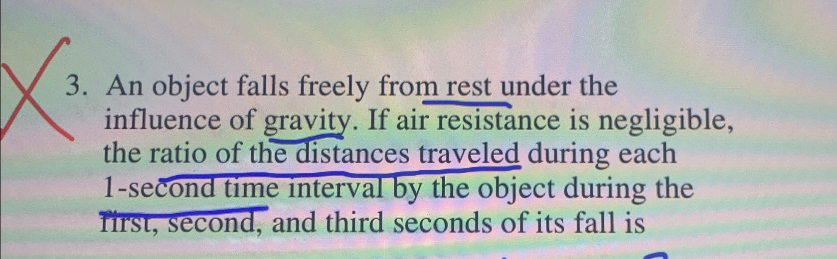 Solved An object falls freely from rest under the influence | Chegg.com
