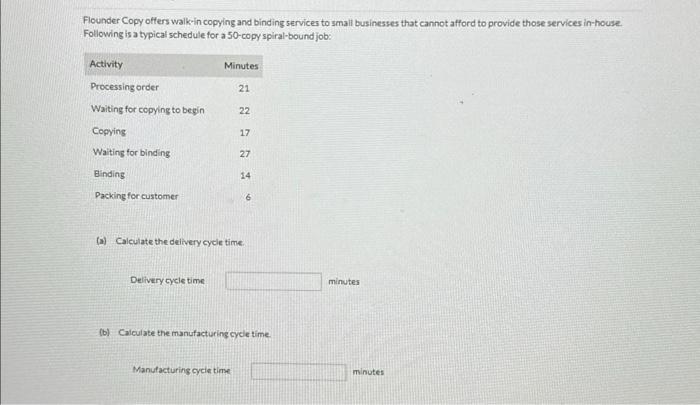 Solved Flounder Copy offers walk-in copying and binding | Chegg.com