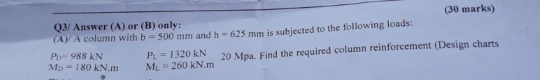 Solved (30 marks) 20 Mpa. Find the required column | Chegg.com
