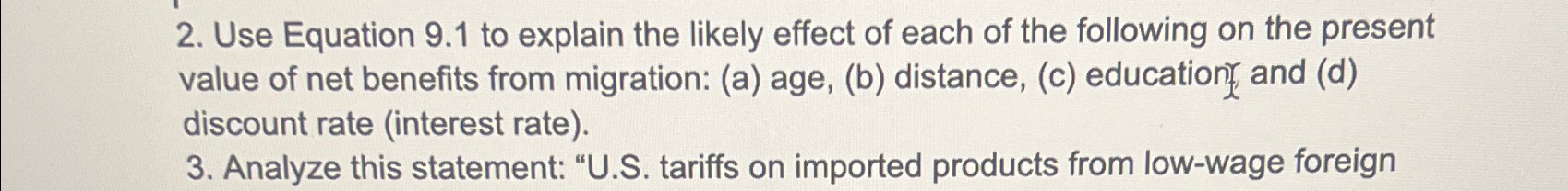Solved Use Equation 9 1 ﻿to Explain The Likely Effect Of