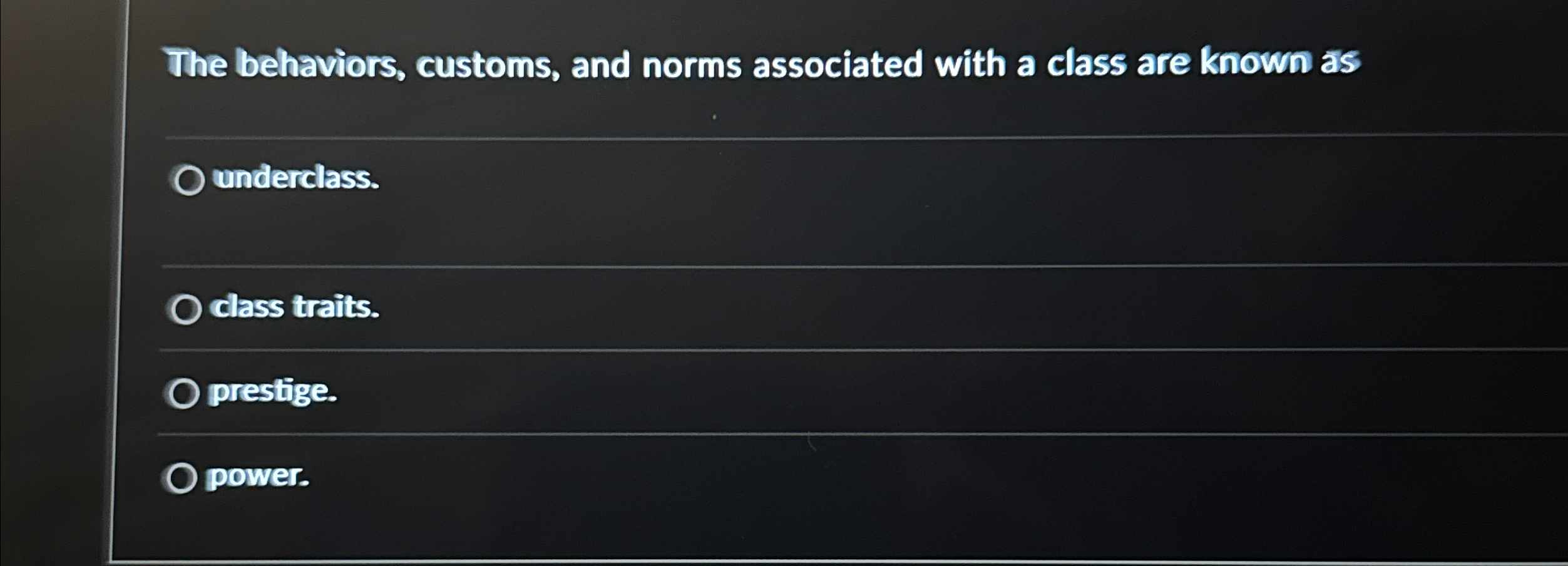 Solved The behaviors, customs, and norms associated with a | Chegg.com