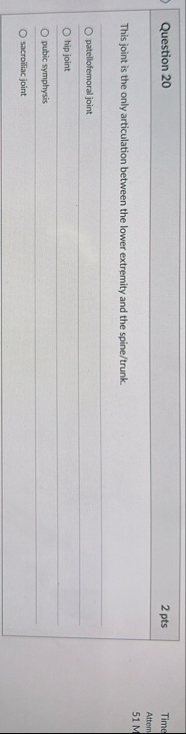 Solved Question 202 ﻿ptsThis joint is the only articulation | Chegg.com