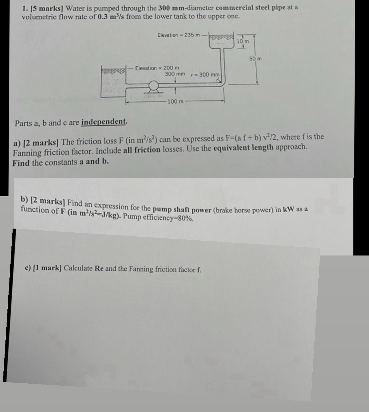 Solved [5 ﻿marks] ﻿Water is pumped through the | Chegg.com