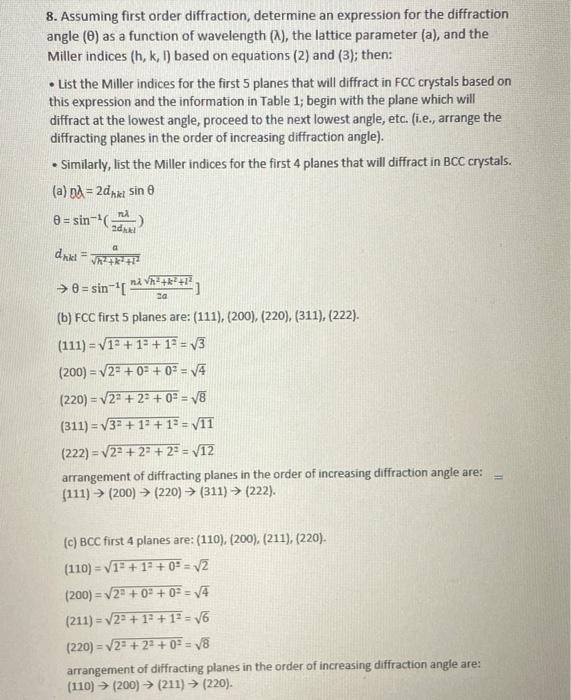 Solved 10. Analyse the diffraction pattern of the BCC | Chegg.com Solved 10. Analyse the diffraction pattern of the BCC | Chegg.com