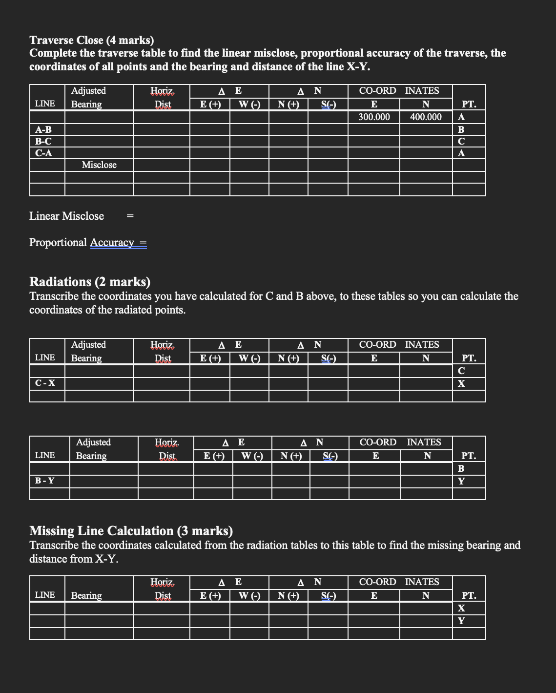Solved A closed traverse was run from A ﻿to B, ﻿then C ﻿and | Chegg.com