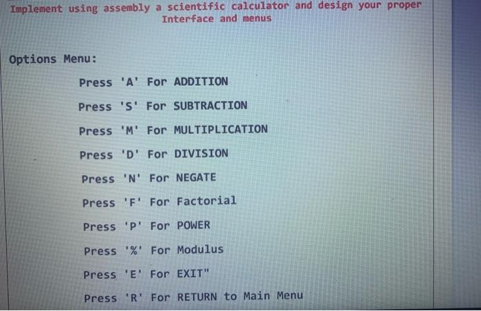 write a code in assembly language 8086 to make this | Chegg.com