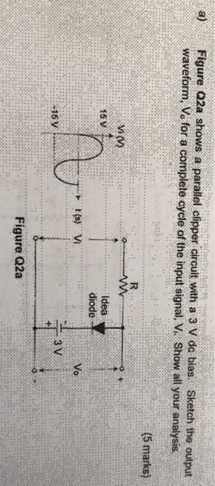 Solved a) Figure Q2a shows a parallel clipper circuit with a | Chegg.com