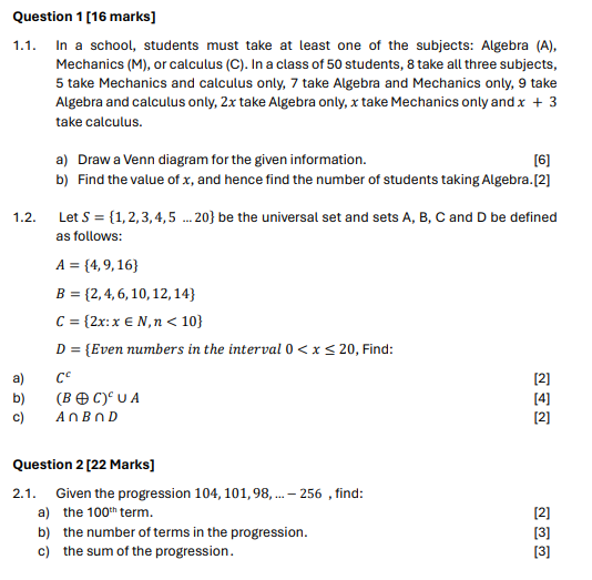 Solved Question 1 [16 ﻿marks]1.1. ﻿In a school, students | Chegg.com