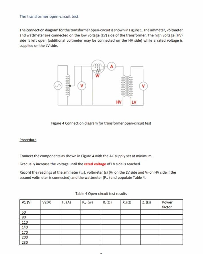 Experiment 4: Transformer Testing Purpose The purpose | Chegg.com