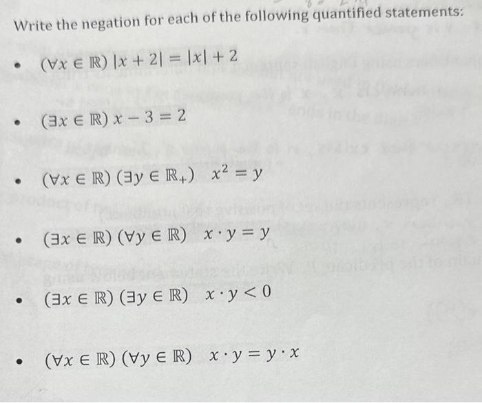 Solved Write the negation for each of the following | Chegg.com