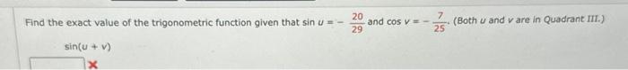 Solved Find the exact value of the trigonometric function | Chegg.com