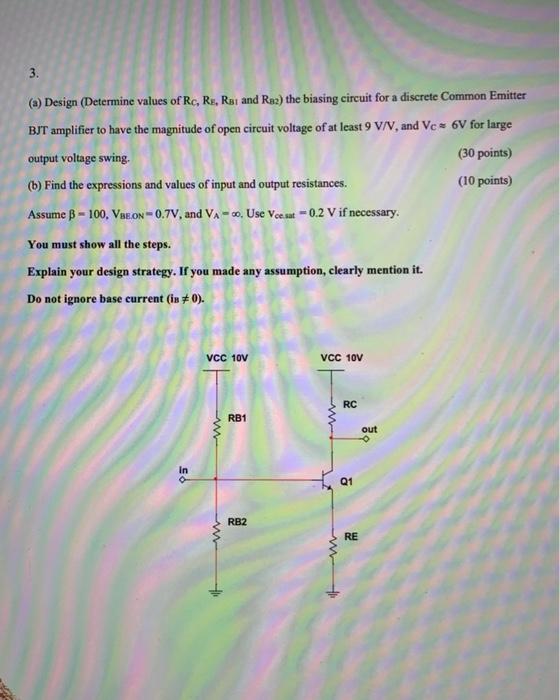 Solved 3. (a) Design (Determine values of Rc, Ra, Rai and | Chegg.com