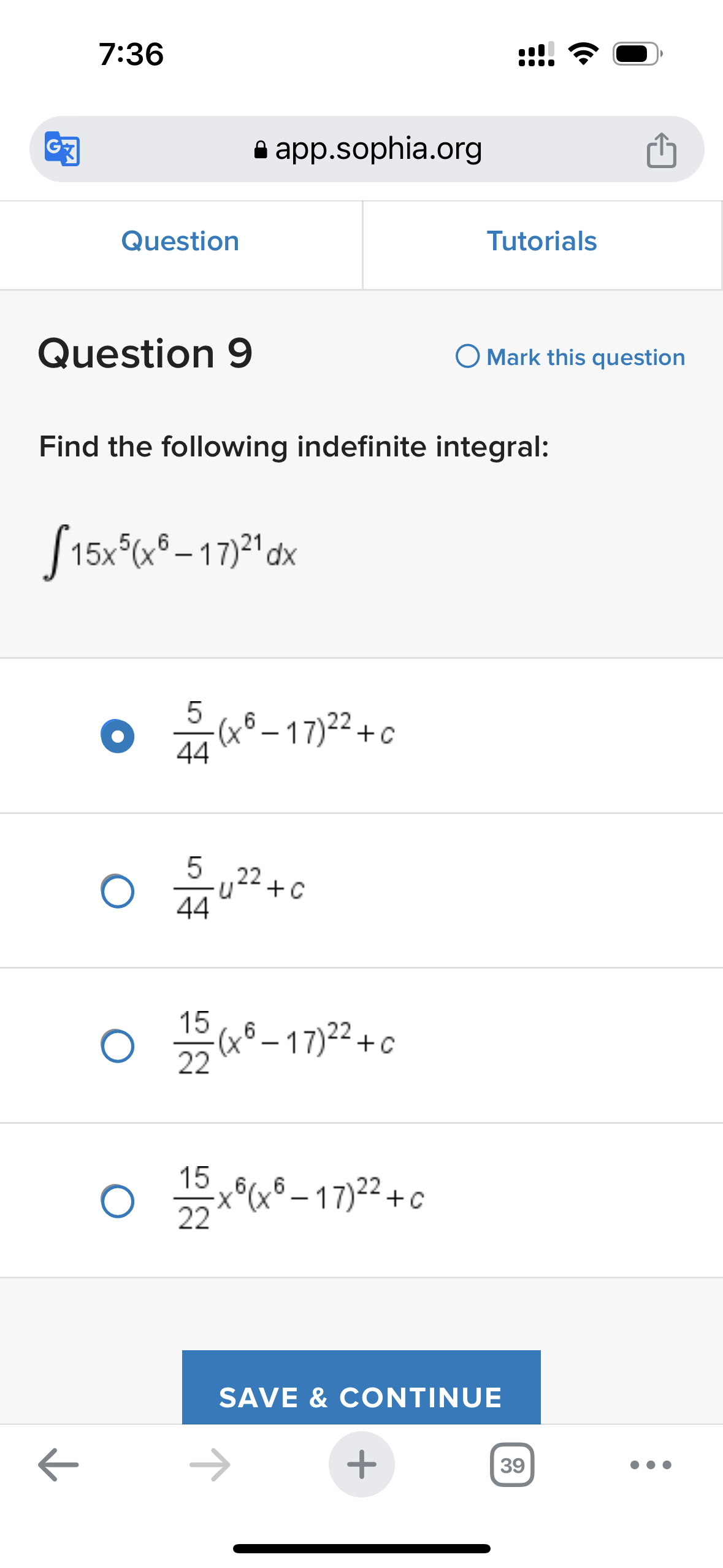 Solved Question 9Find the following indefinite | Chegg.com