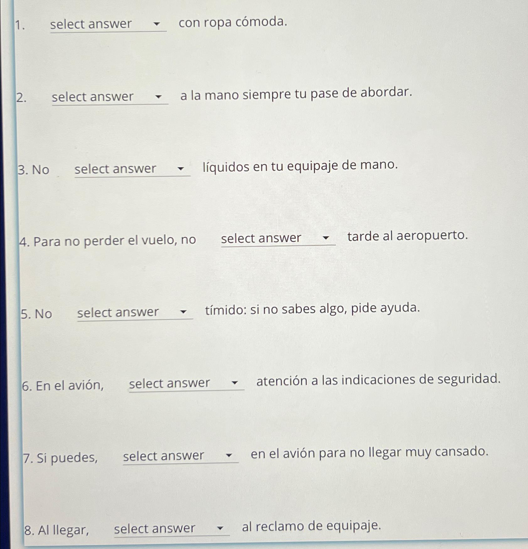 Solved select answer con ropa cómoda.select answer a la mano | Chegg.com