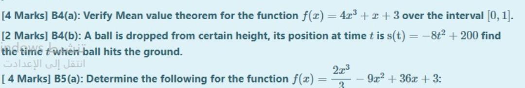Solved [4 Marks] B4(a): Verify Mean value theorem for the | Chegg.com