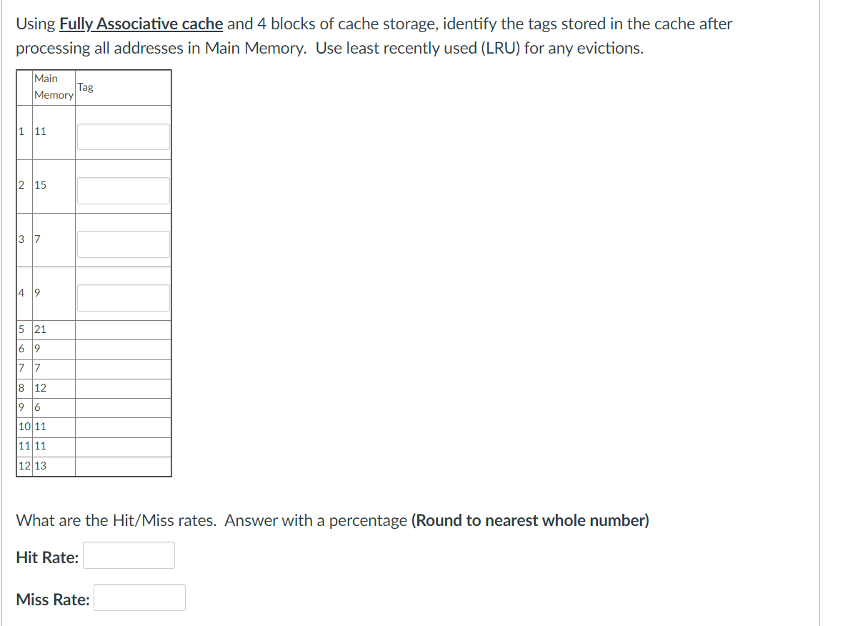 Solved Using Fully Associative cache and 4 ﻿blocks of cache | Chegg.com
