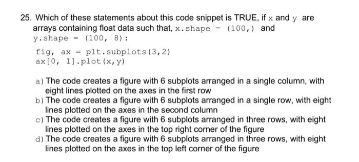 Solved 25. Which of these statements about this code snippet | Chegg.com