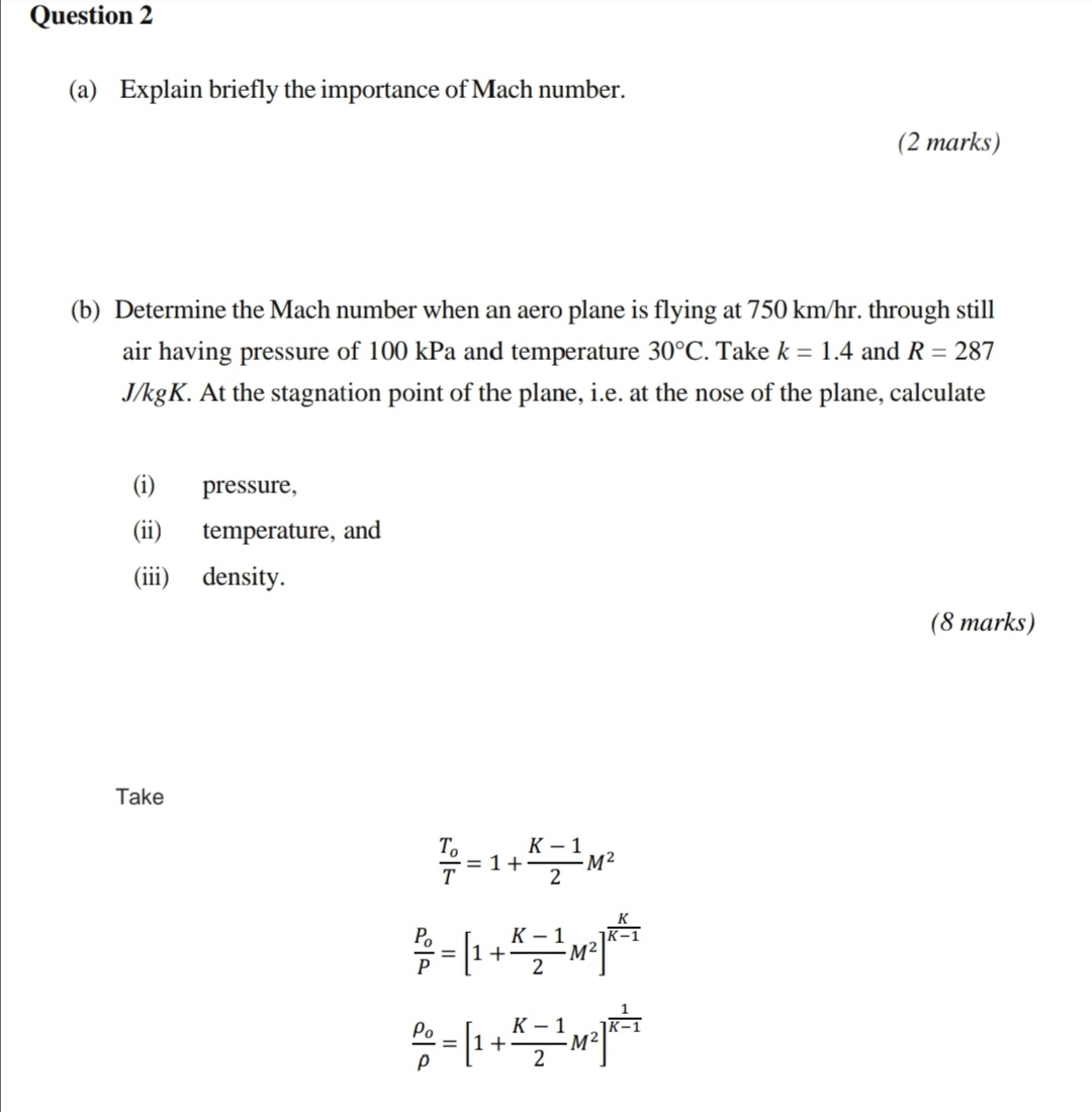 Solved Question 2(a) ﻿Explain briefly the importance of Mach | Chegg.com