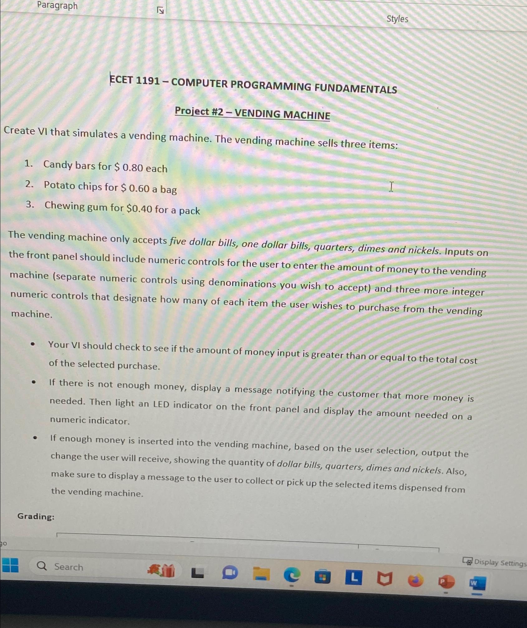 Solved ParagraphStylesECET 1191 - ﻿COMPUTER PROGRAMMING | Chegg.com