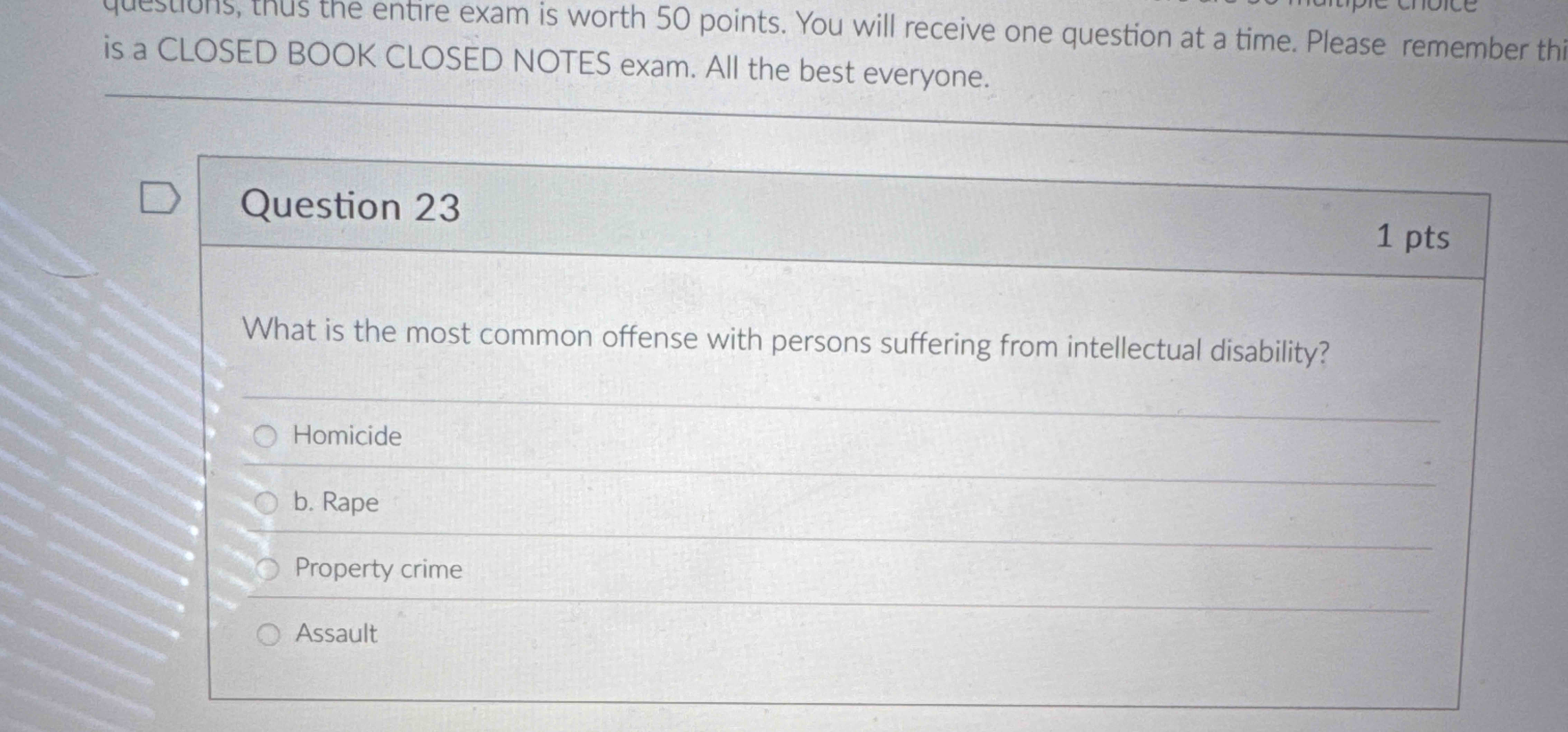 Solved Question 23What is the most common offense with | Chegg.com