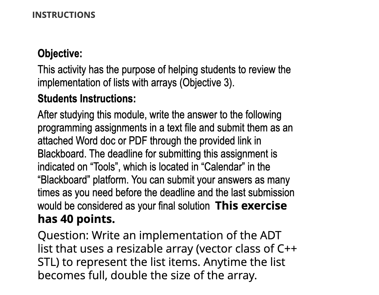 Solved INSTRUCCIONES Objetivo: Esta actividad tiene el | Chegg.com