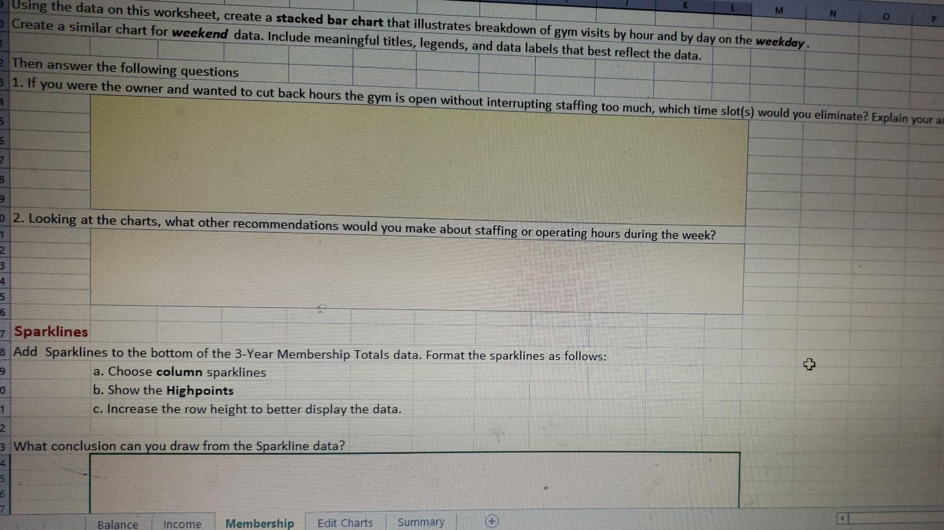 Create Chart Using the data on this worksheet, create | Chegg.com