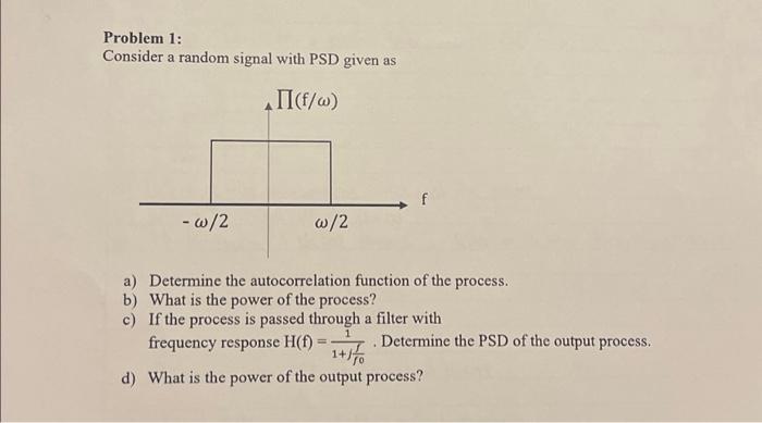 Solved Problem 1: Consider a random signal with PSD given as | Chegg.com