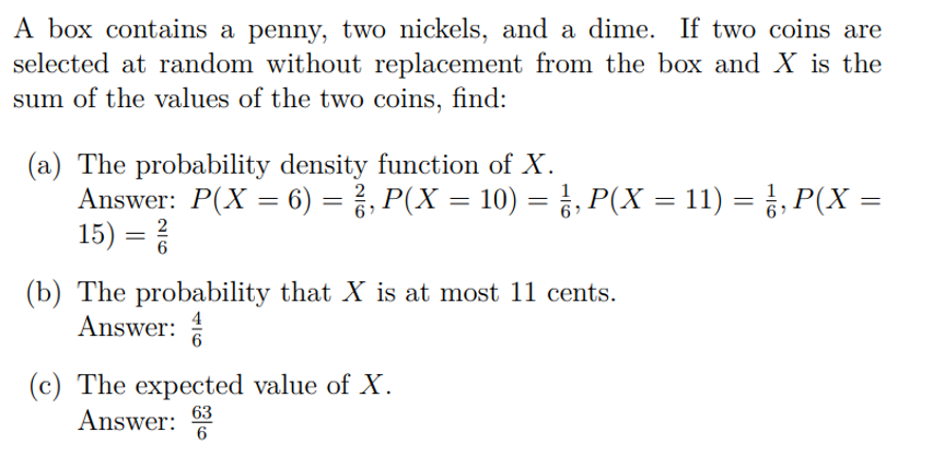 Solved A box contains a penny, two nickels, and a dime. If | Chegg.com