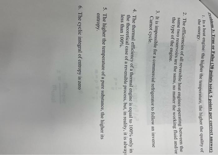 Solved cooblem 3: True or False (30 points total, 5 points | Chegg.com