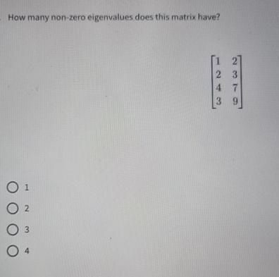 Solved How many non-zero eigenvalues does this matrix | Chegg.com