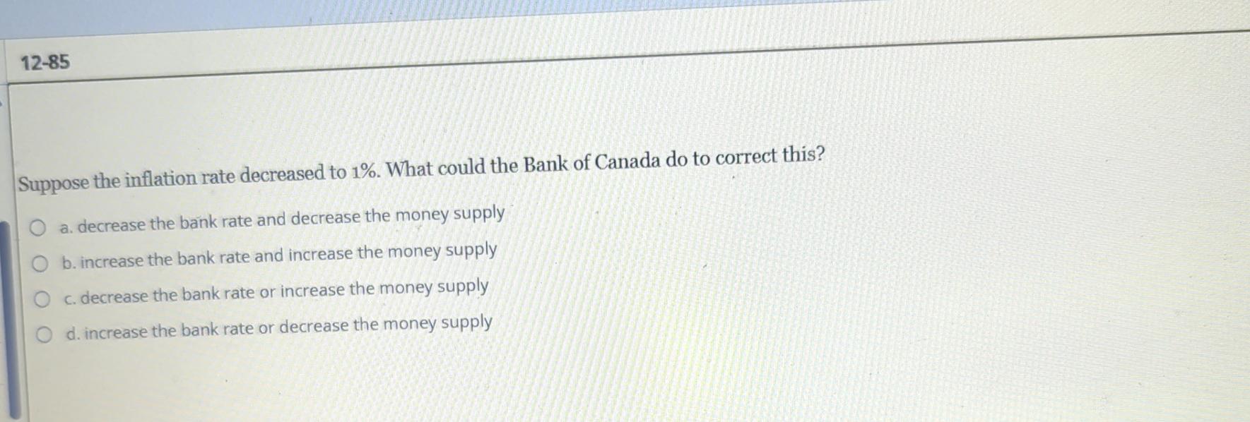 Solved 12-85Suppose the inflation rate decreased to 1%. | Chegg.com